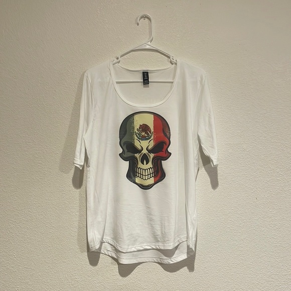 Anvil | Tops | Mexican Flag Skull 3 Quarter Length Tshirt | Poshmark